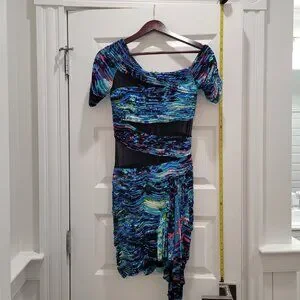 BCBGMaxAzria | Dresses | Bcbg Maxazria Runway Dress Mesh Cutouts Blue ...